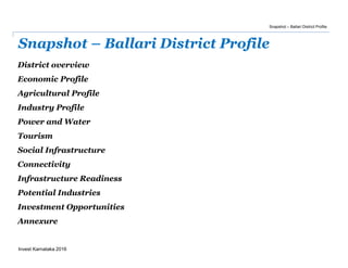 Balari District Profile | PPTX