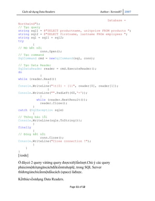 5.cach su dung data reader | DOCX