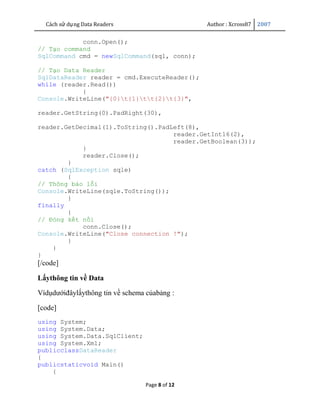 5.cach su dung data reader | DOCX
