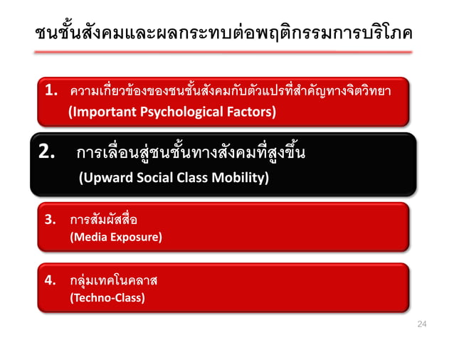 Social-class (ชนชั้นทางสังคมกับพฤติกรรมผู้บริโภค : บทที่ 5 ) สำหรับ ...