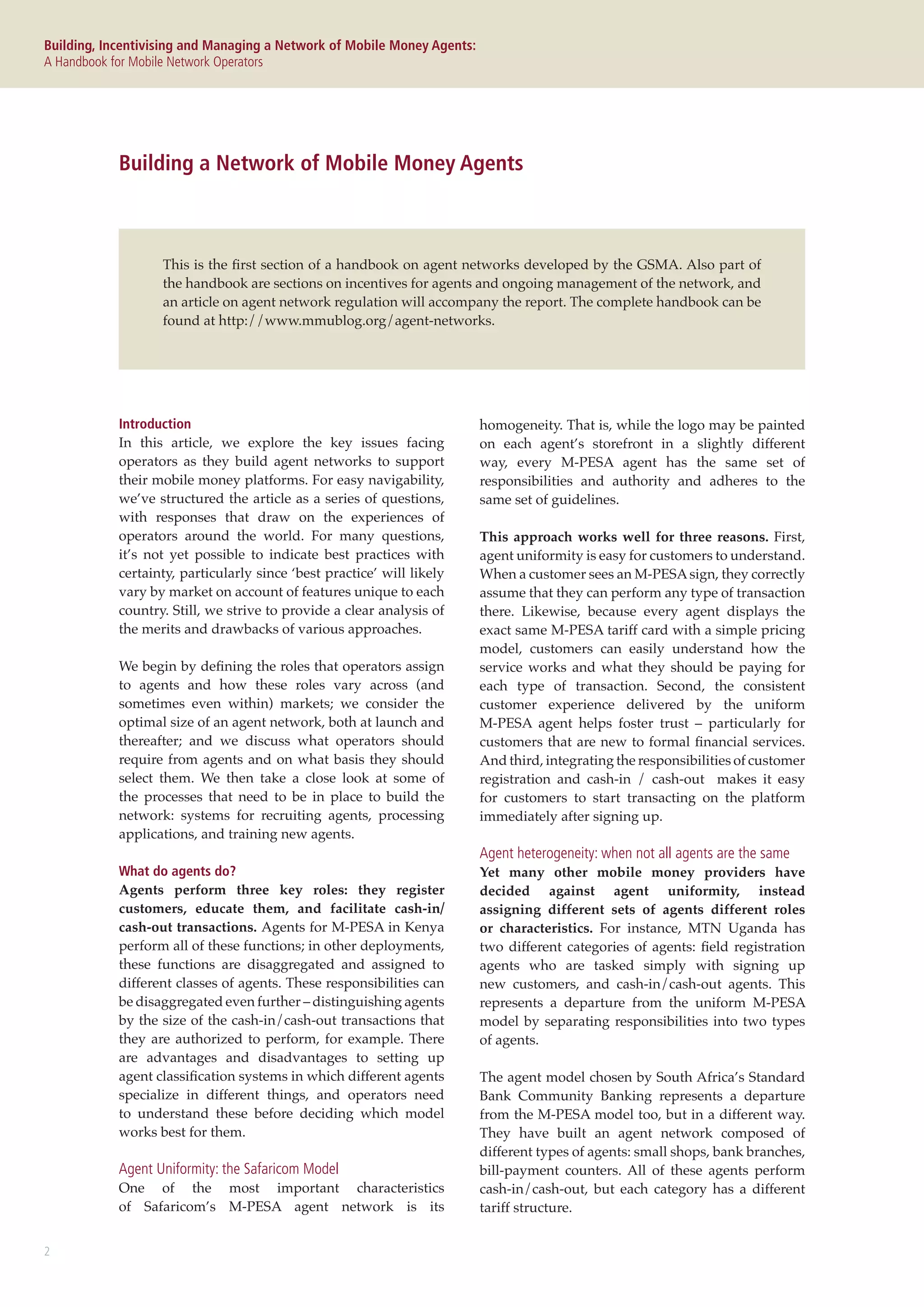 building a network of mobile money agents | PDF