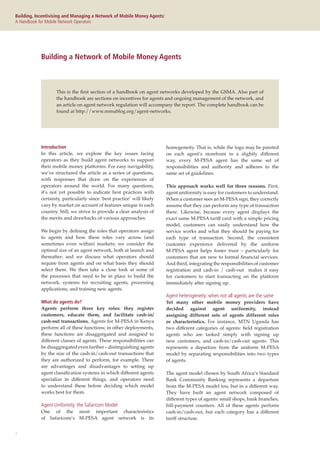 Building a network of mobile money agents | PDF