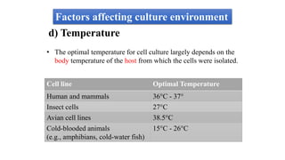 5 cell culture environment 2 lecture 5 | PPTX