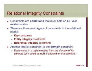 The Relational Data Model and Relational Database Constraints | PPT