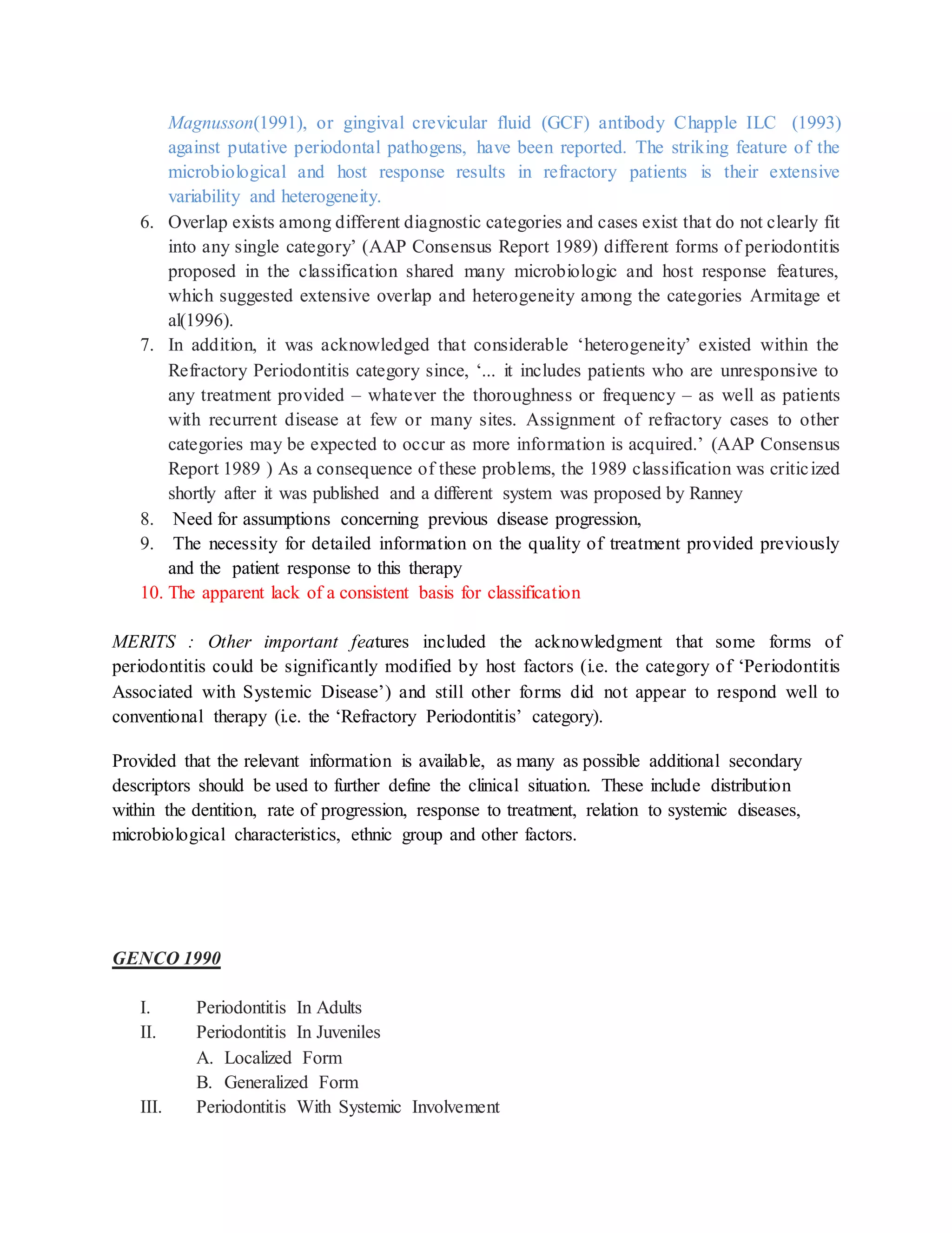 classification of periodontal diseases | DOCX