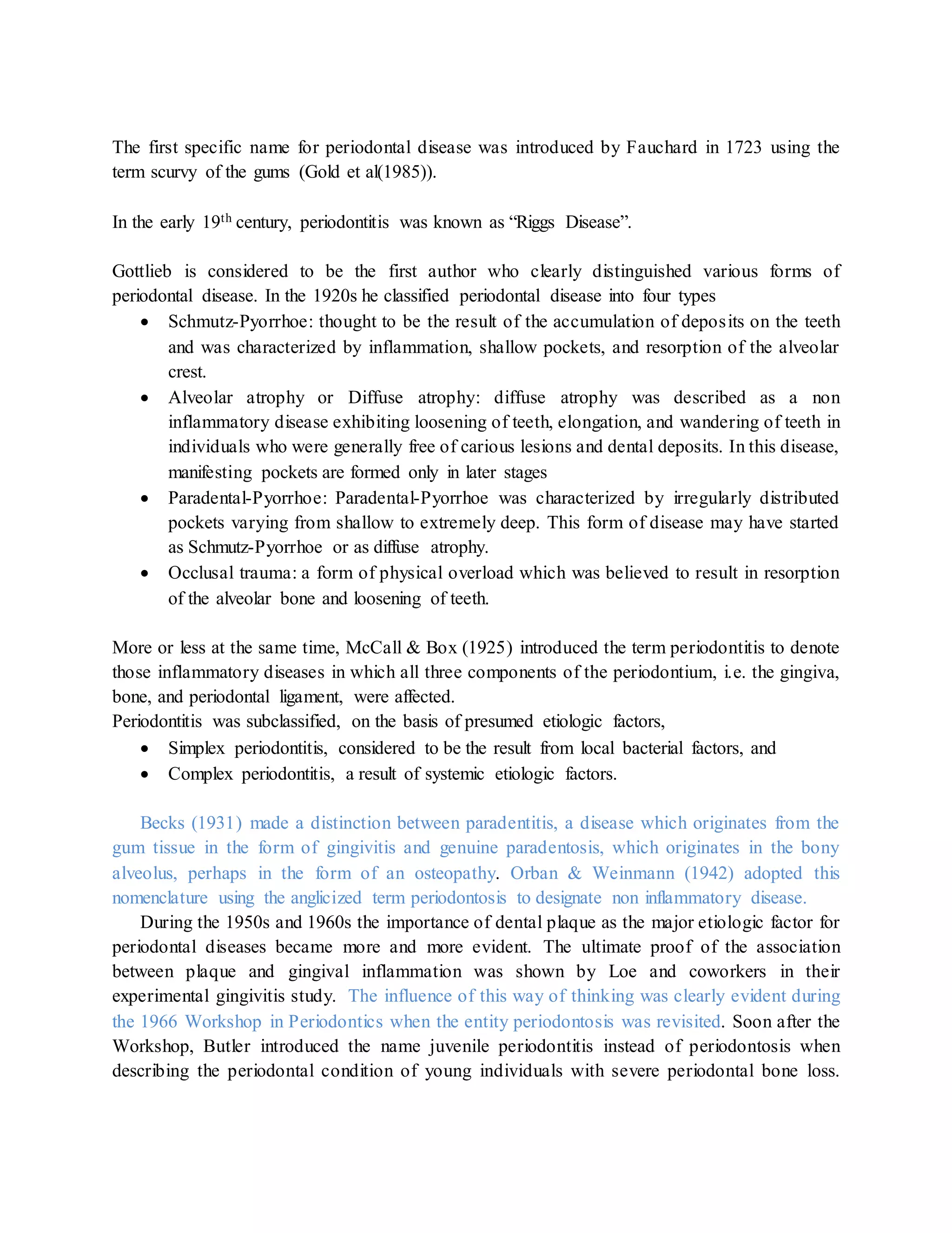 classification of periodontal diseases | DOCX