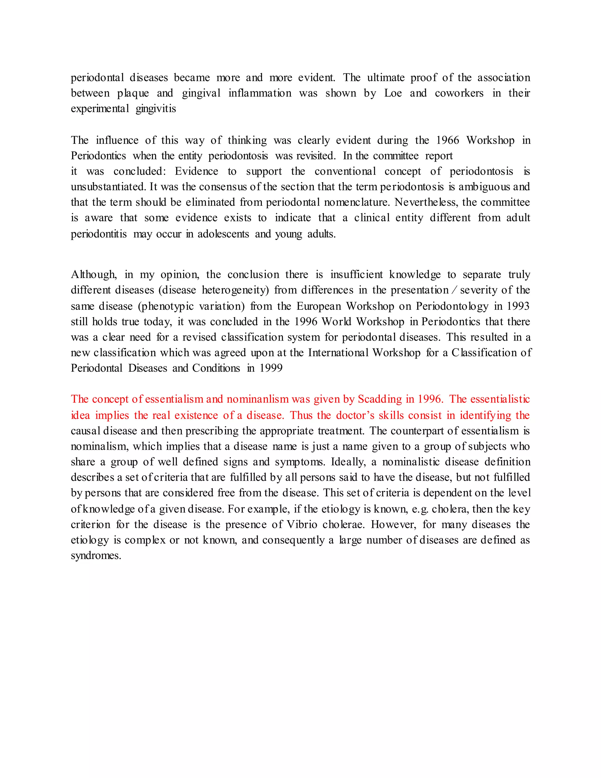 classification of periodontal diseases | DOCX