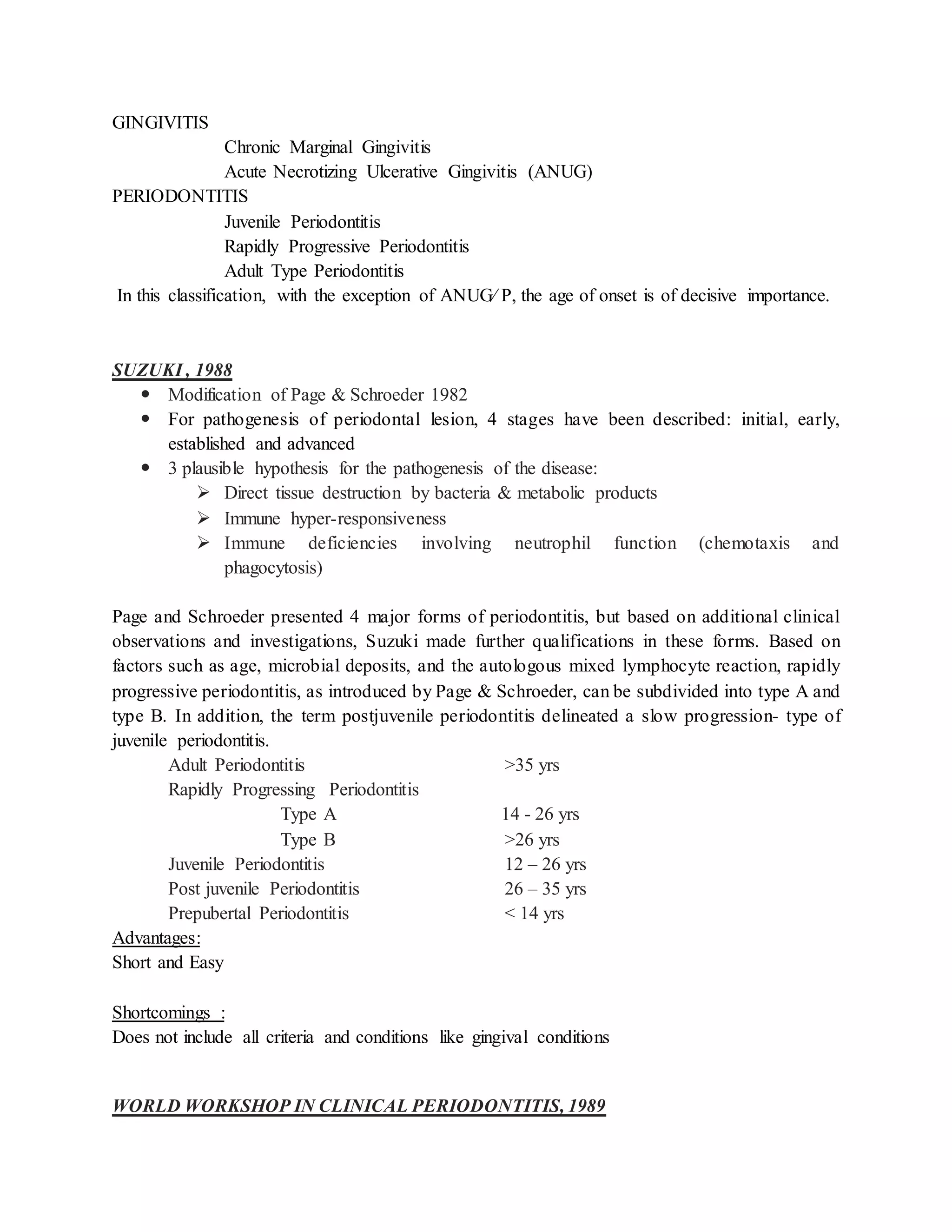 classification of periodontal diseases | DOCX