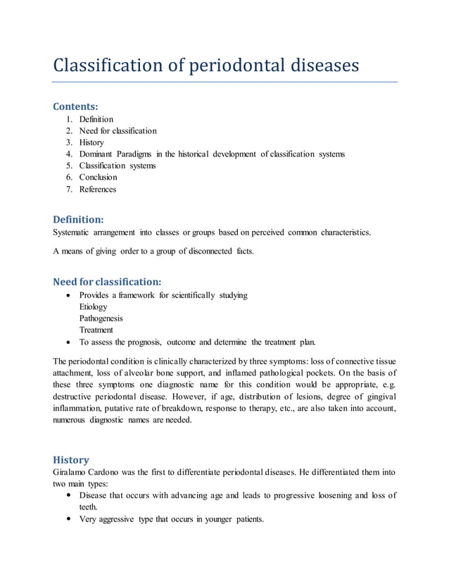 classification of periodontal diseases | PDF
