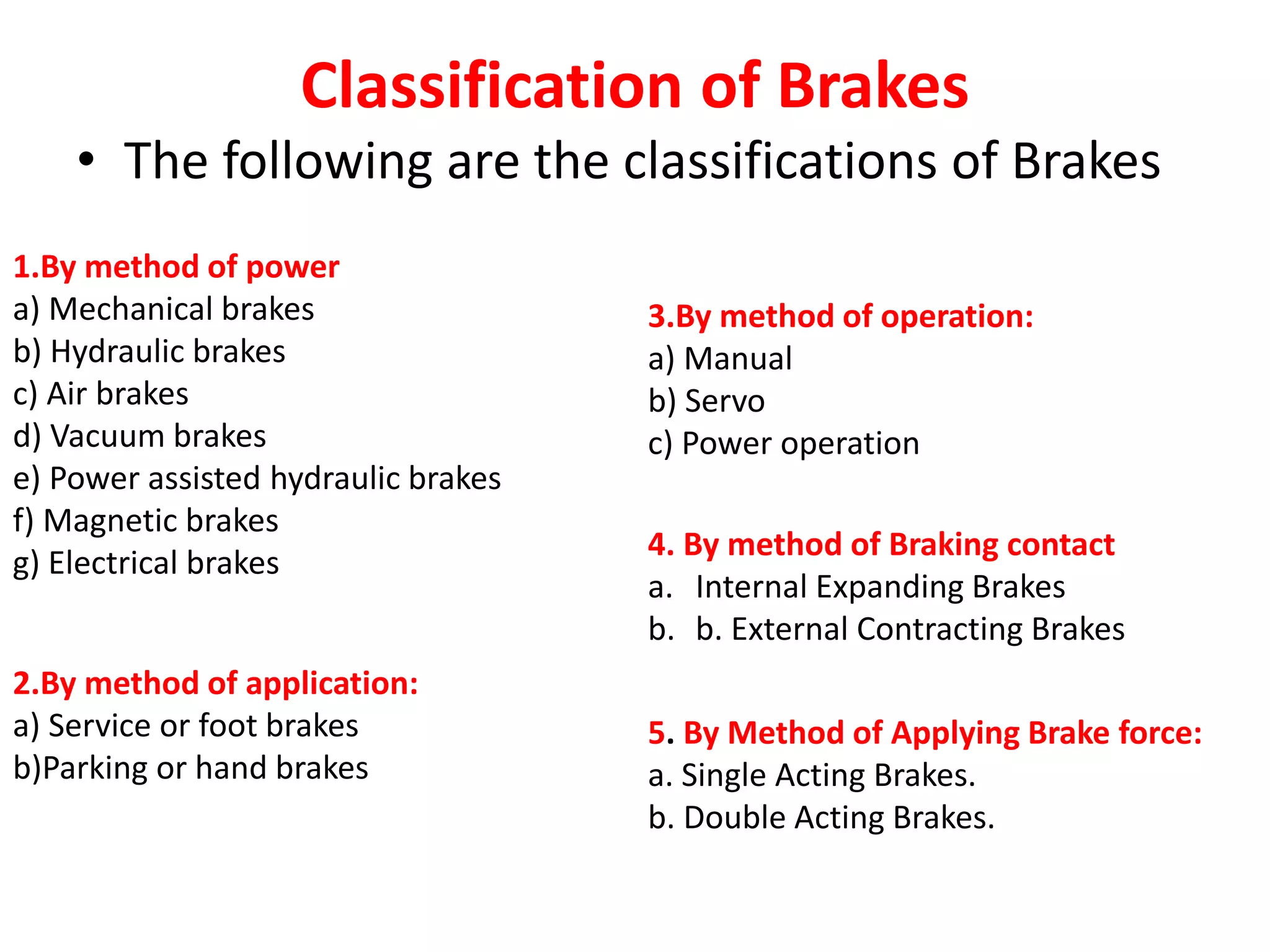 5 classification of brakes | PPTX
