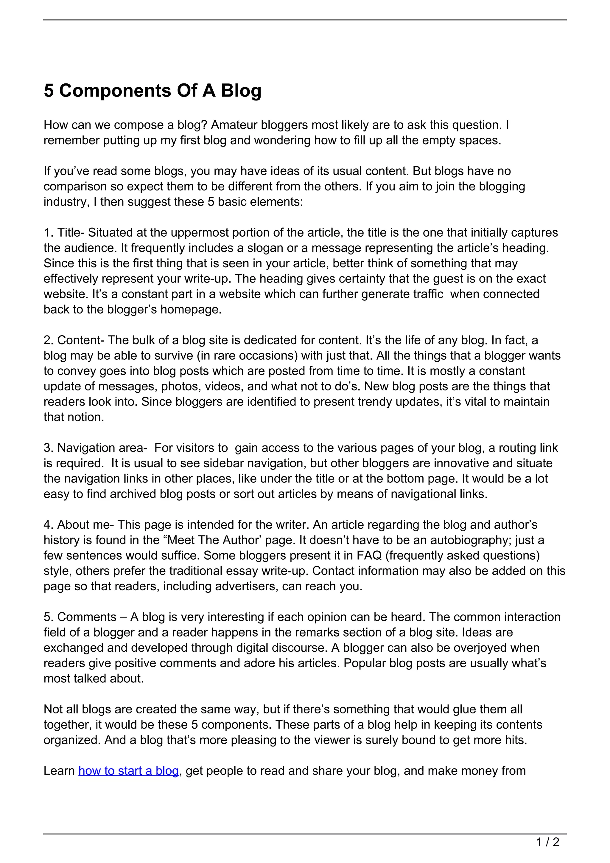 5 Components Of A Blog | PDF