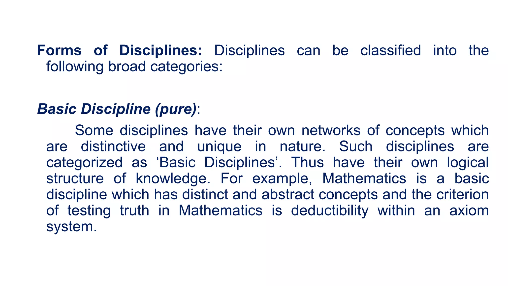 5 concept of disciplines and their relation to various school subjects ...