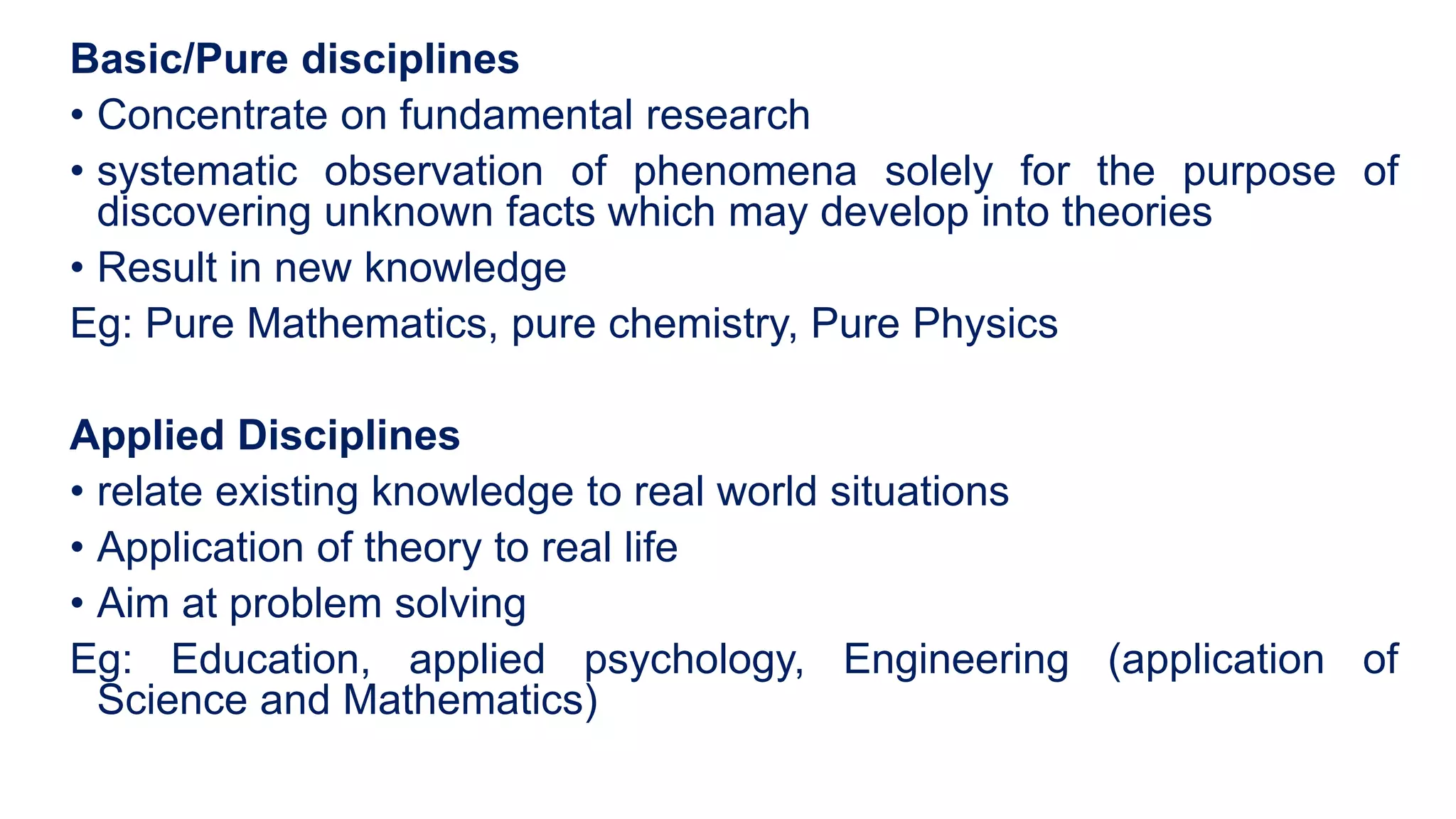 5 concept of disciplines and their relation to various school subjects ...