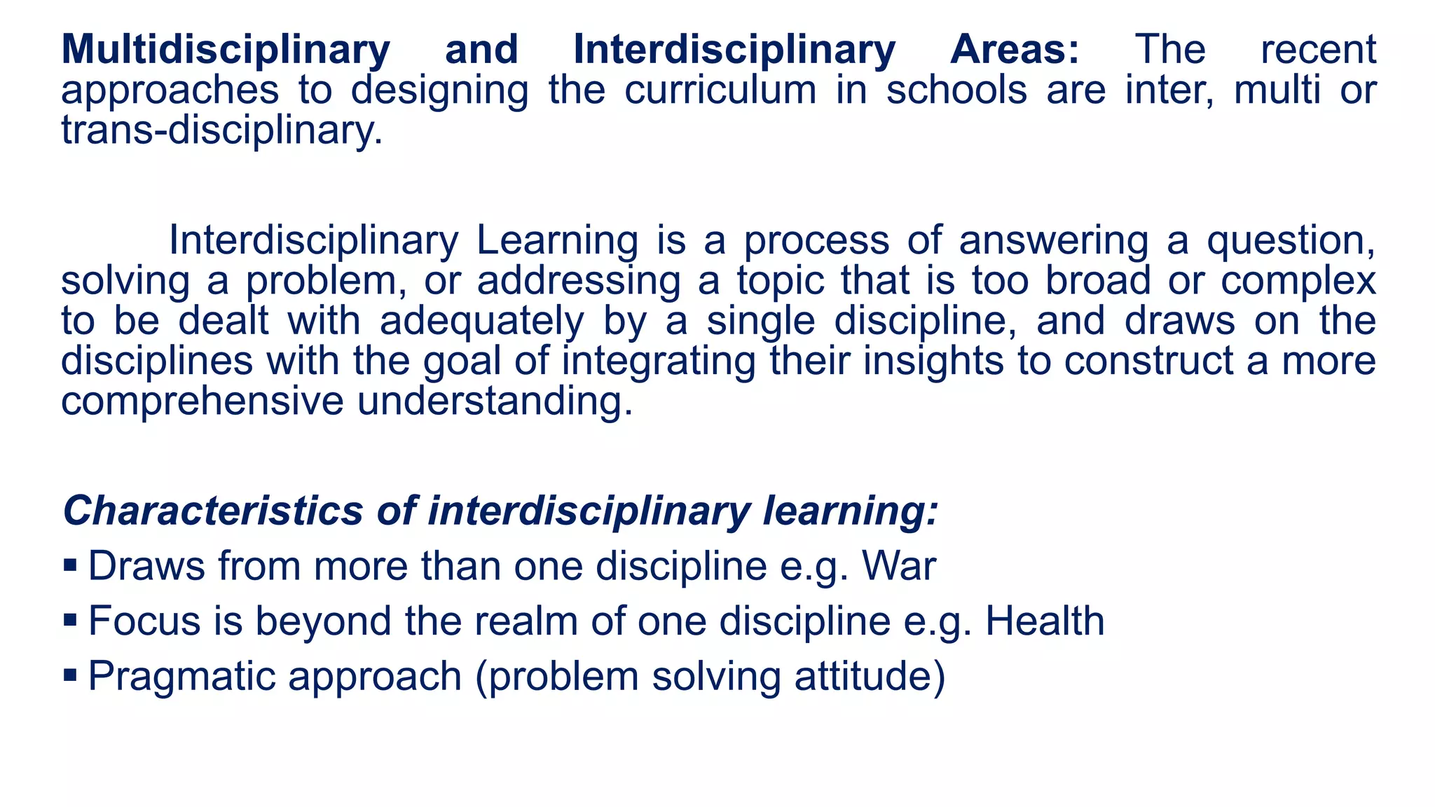 5 concept of disciplines and their relation to various school subjects ...