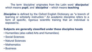 5 concept of disciplines and their relation to various school subjects ...