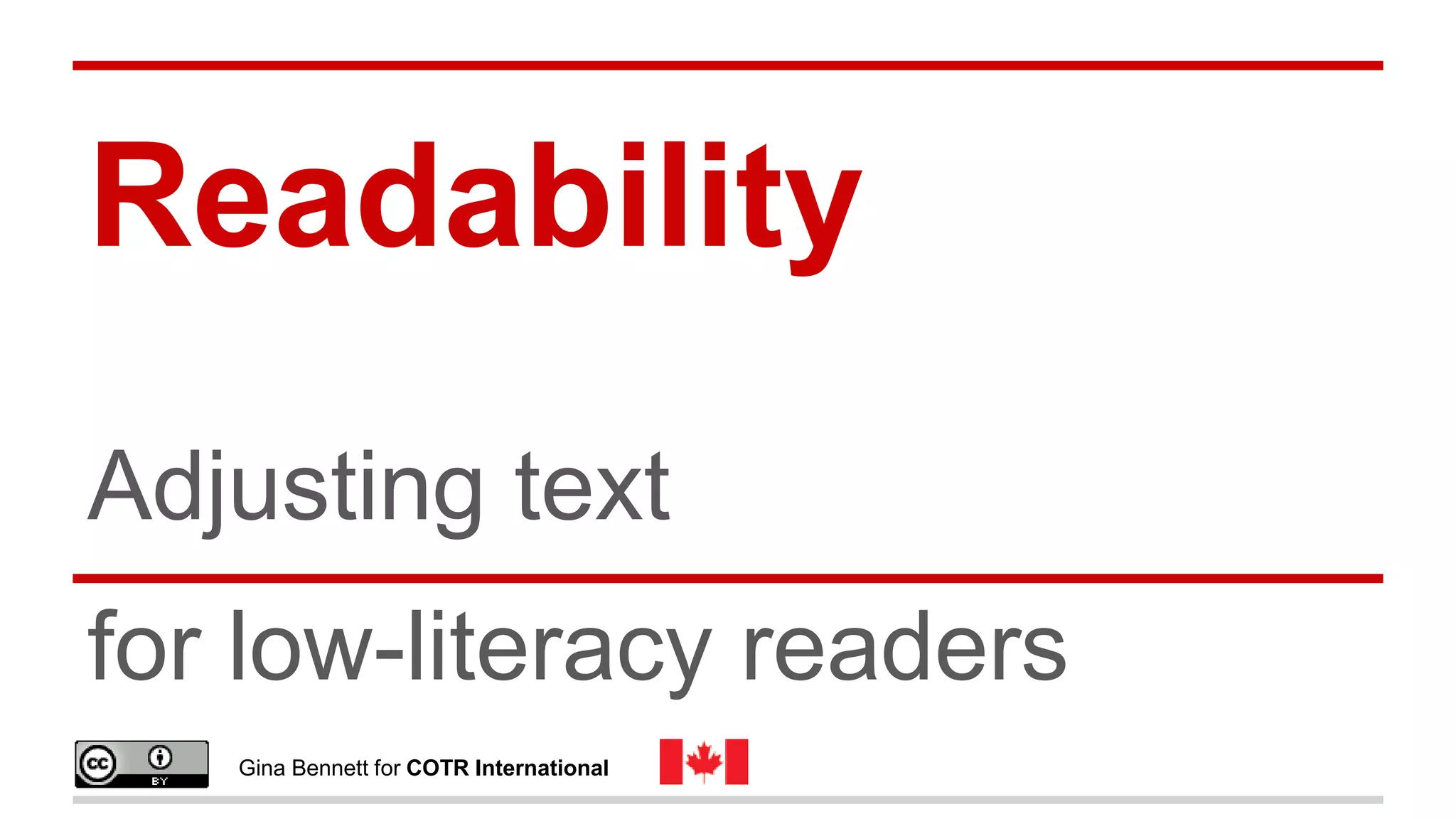 Adapting textual resources for low-literacy learners | PPT
