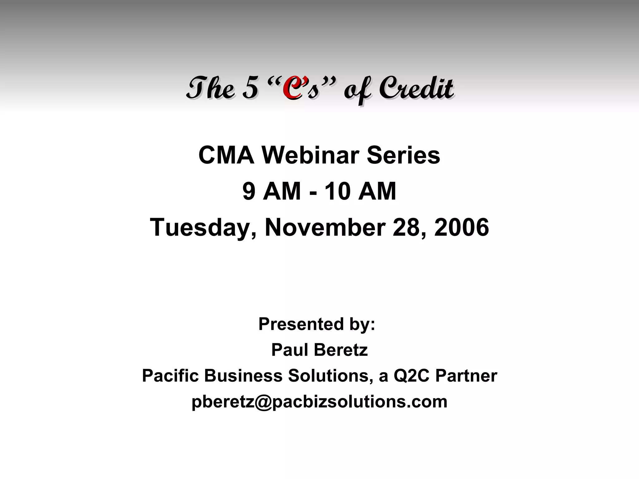 5 C's of Credit | PPT