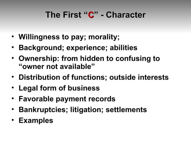 5 C's of Credit | PPT | Business | Business and Finance