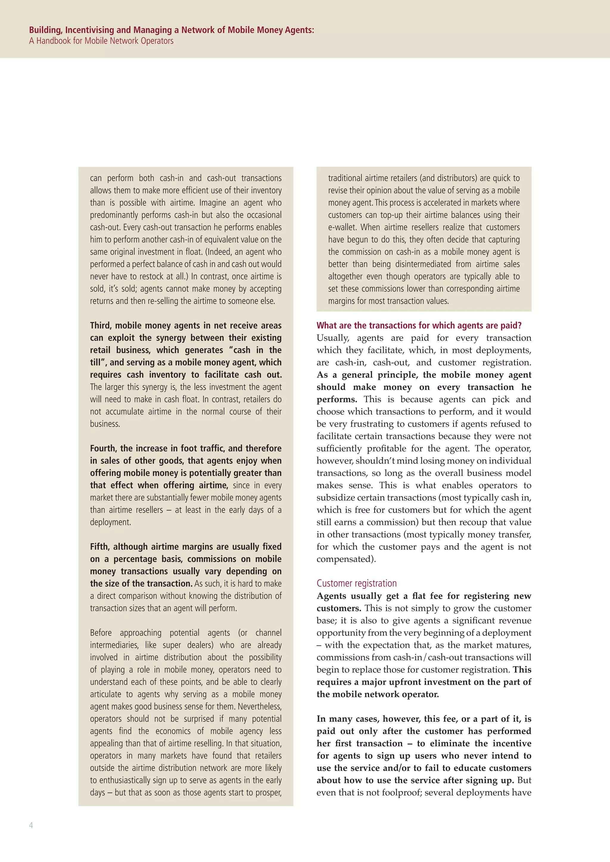 Incentivising a network of mobile money agents | PDF