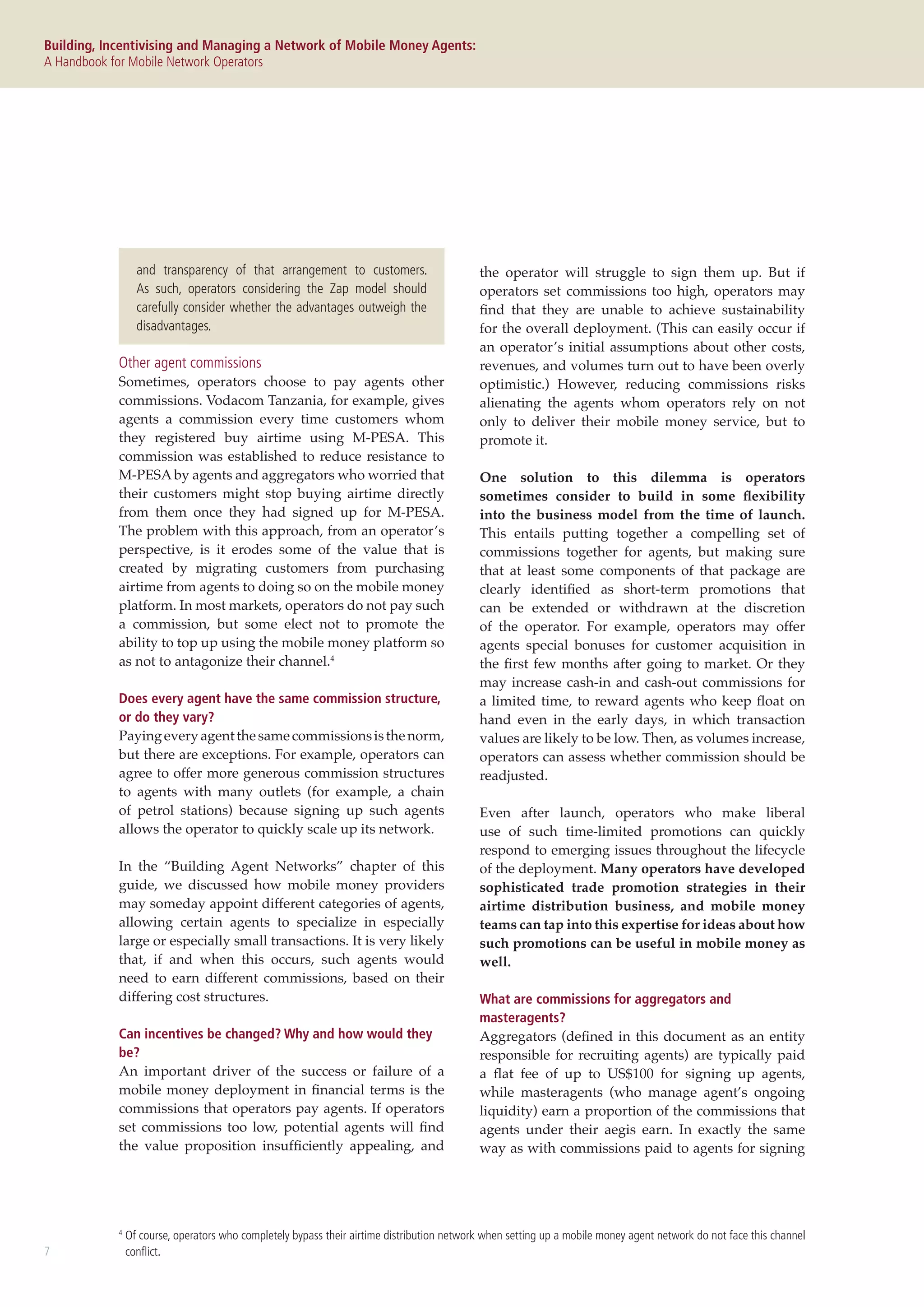 Incentivising a network of mobile money agents | PDF