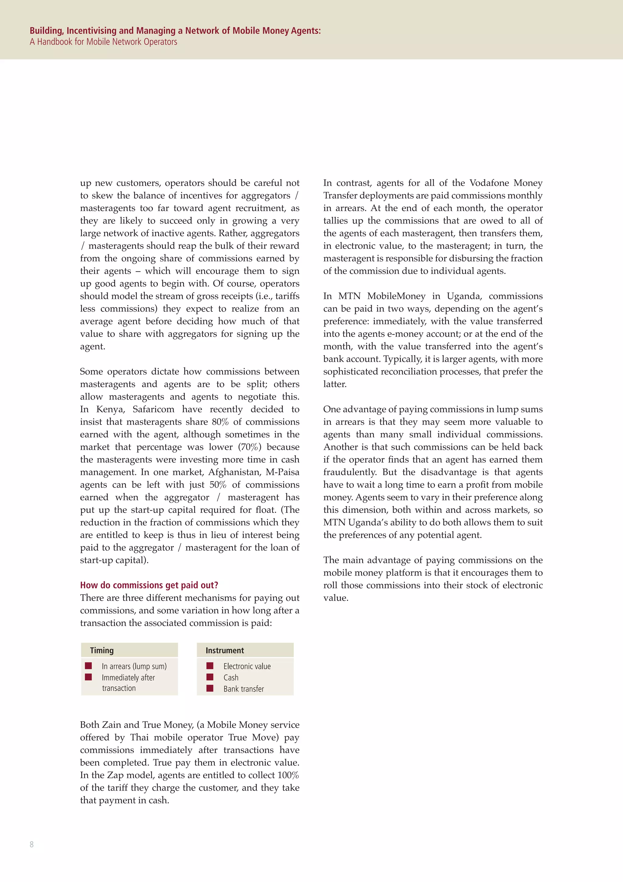 Incentivising a network of mobile money agents | PDF