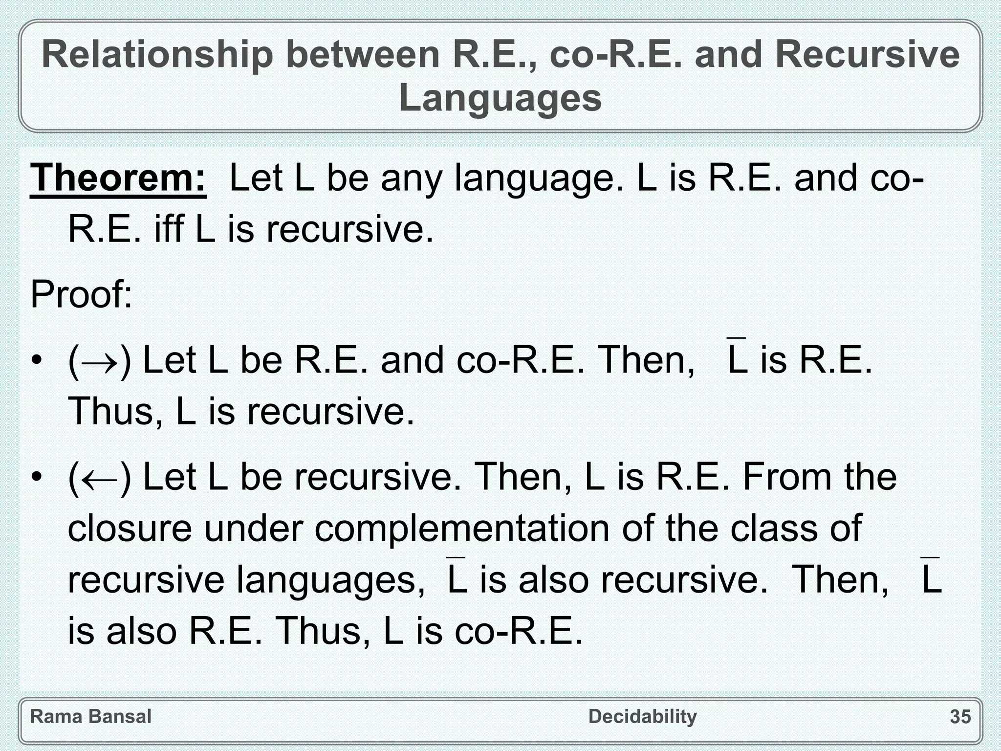 5 decidability theory of computation | PPT | Programming Languages | Computing