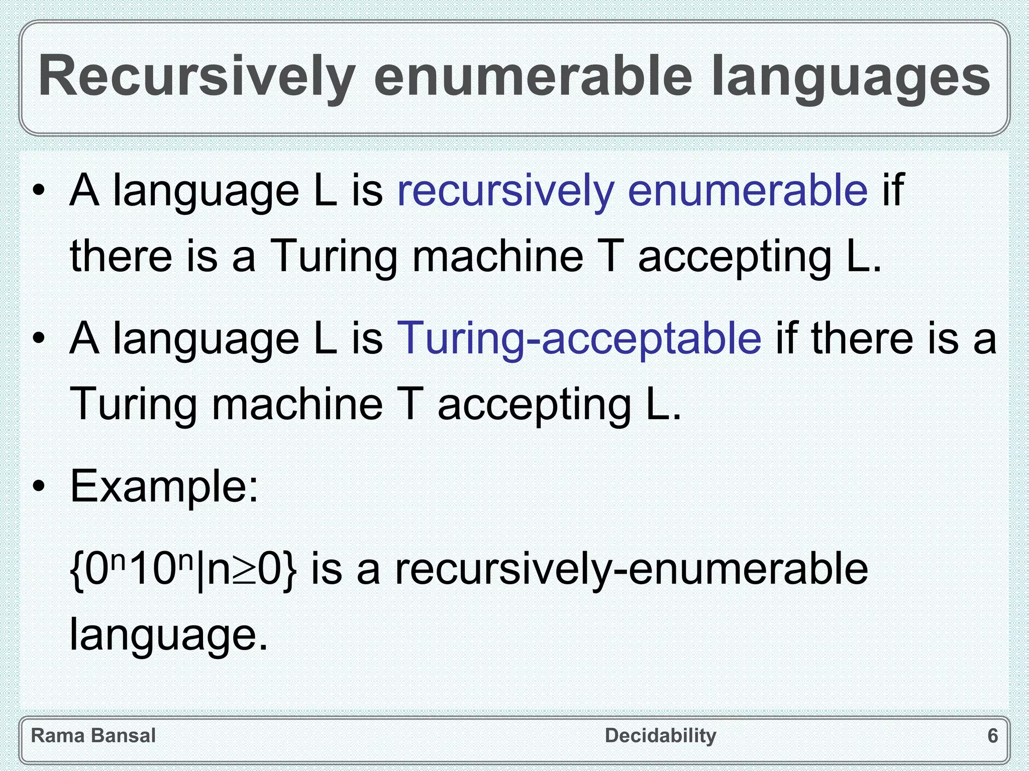 5 decidability theory of computation | PPT | Programming Languages | Computing