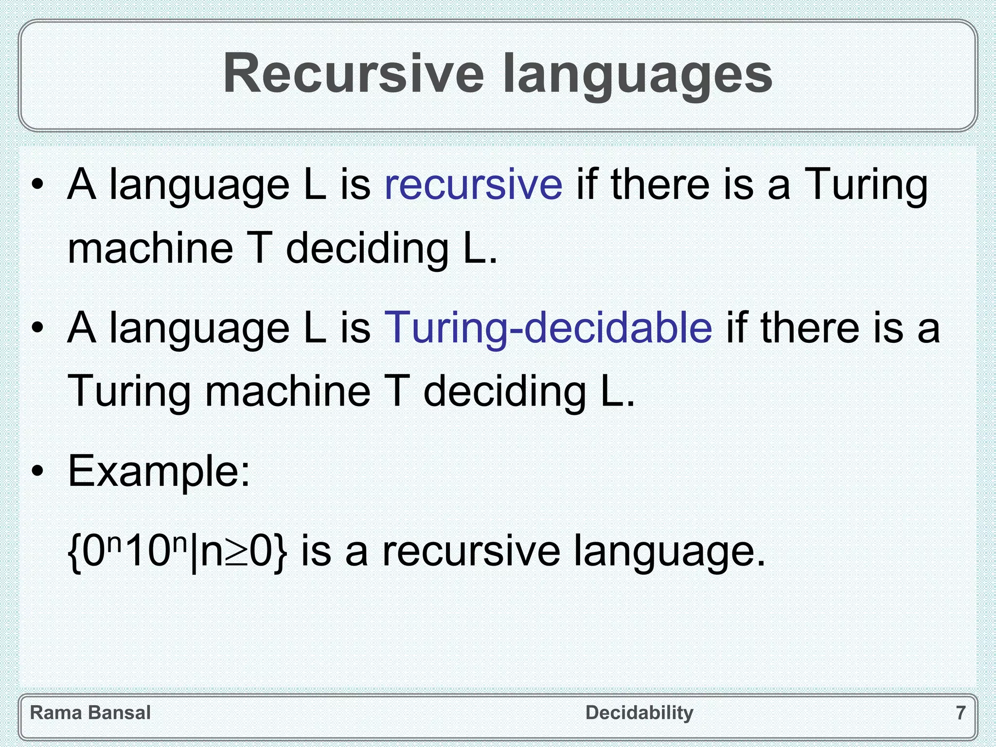 5 decidability theory of computation | PPT