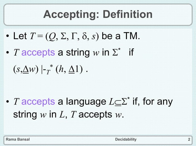 5 decidability theory of computation | PPT | Programming Languages | Computing