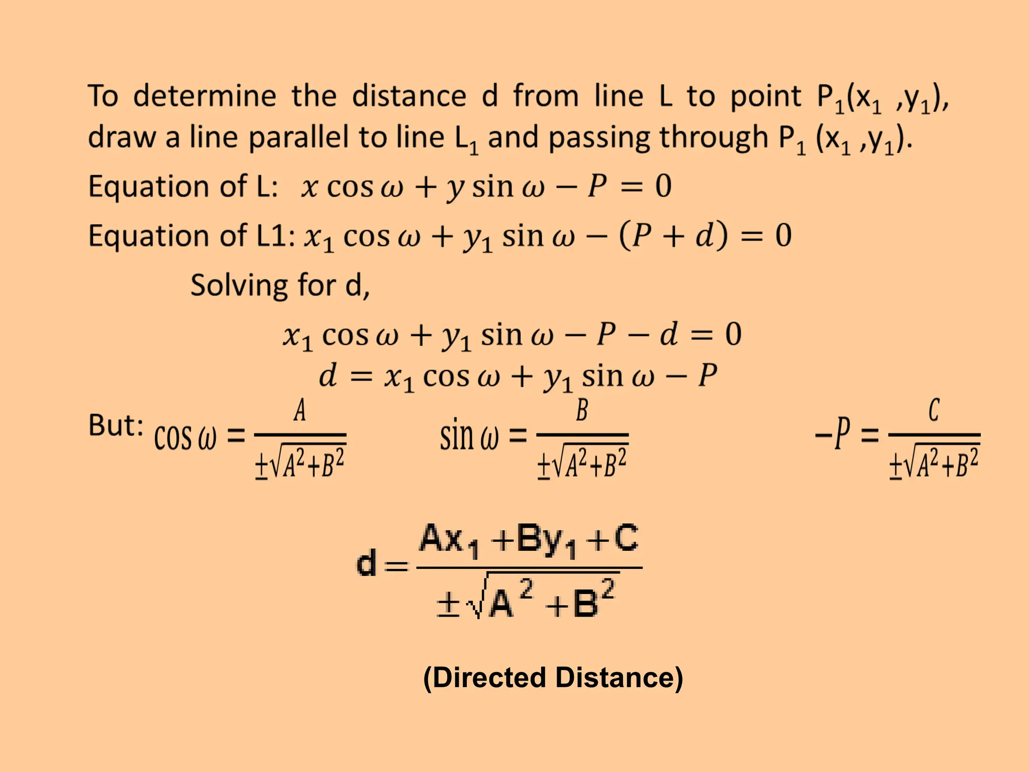 distance_from_a_point to a line on the cartesean plane | PPT