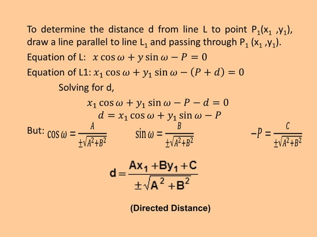 distance_from_a_point to a line on the cartesean plane | PPT