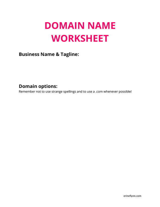 5 domain name worksheet | PDF