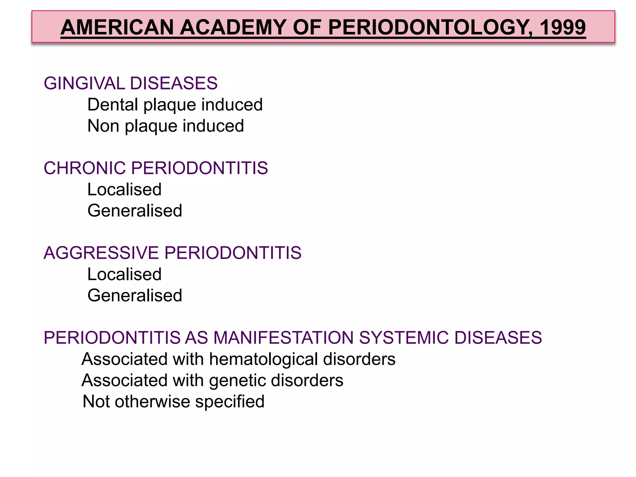 classification of periodontal diseases | PPTX | Dental Health ...