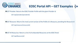 EOSC Portal Application Programming Interface Tutorial | PPT