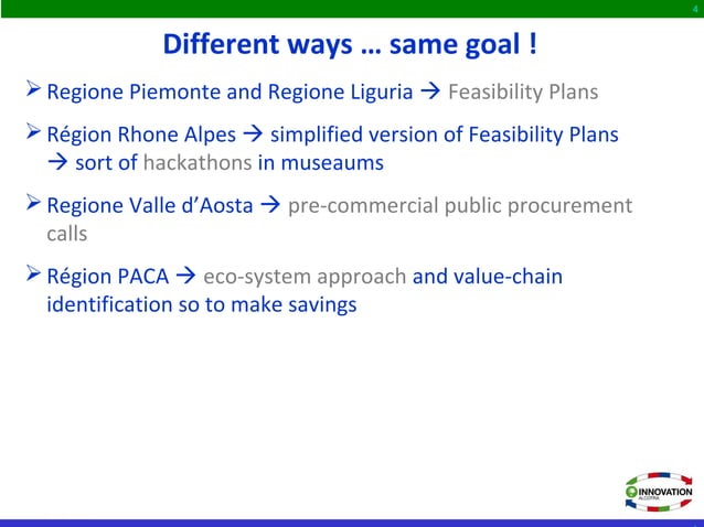 Paolo Capello: Alcotra Innovazione project & Lesson learnt - Open days ...