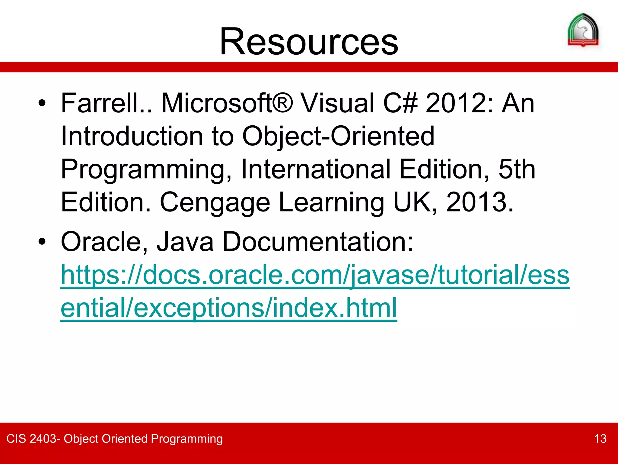 Exception Handling Pptx Programming Languages Computing