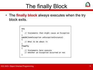 Exception handling | PPTX | Programming Languages | Computing