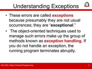 Exception handling | PPTX | Programming Languages | Computing