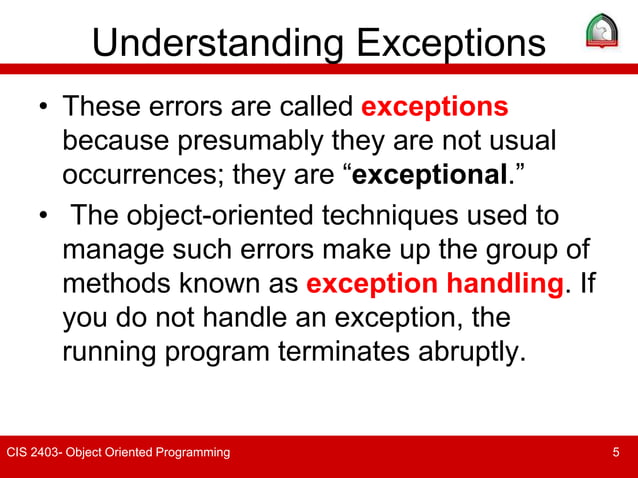 Exception handling | PPTX | Programming Languages | Computing Exception handling | PPTX | Programming Languages | Computing