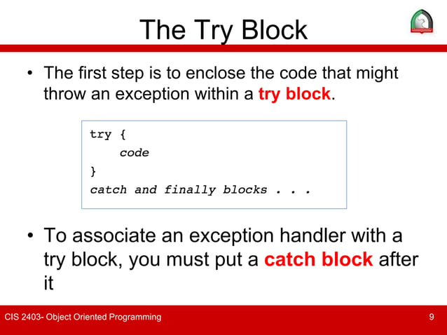 Exception handling | PPTX | Programming Languages | Computing Exception handling | PPTX | Programming Languages | Computing