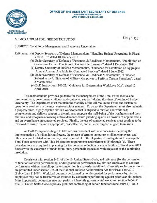 5 feb 21, 2013 dod memo | PDF
