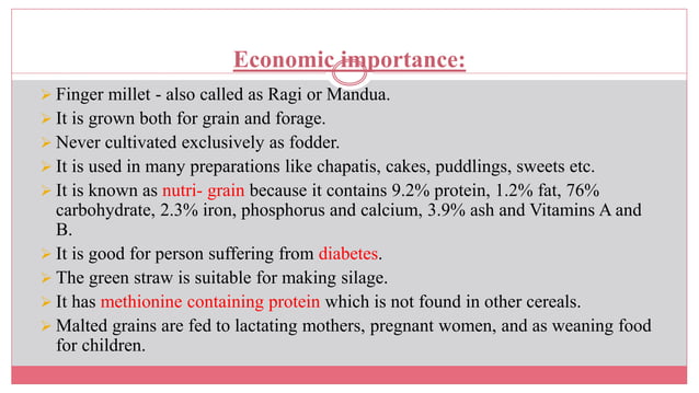Finger millet .ppt | Agriculture | Industries