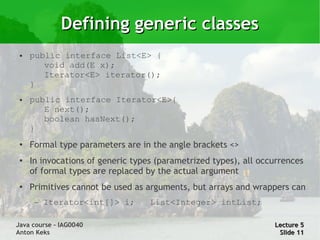 Java Course 5: Enums, Generics, Assertions | PPT