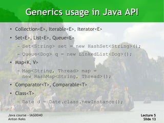 Java Course 5: Enums, Generics, Assertions | PPT