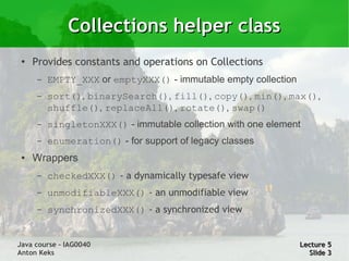 Java Course 5: Enums, Generics, Assertions | PPT