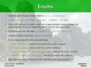 Java Course 5: Enums, Generics, Assertions | PPT