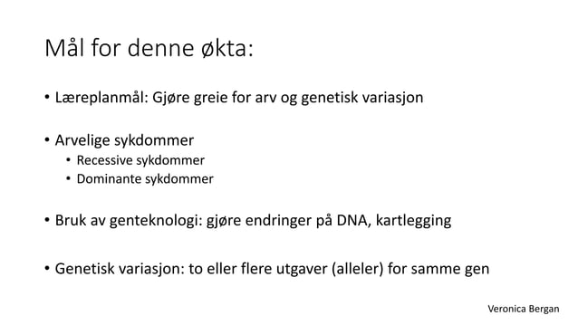 5 genetisk variasjon, Kap 1 i Tellus 10, Aschehoug. | PPTX
