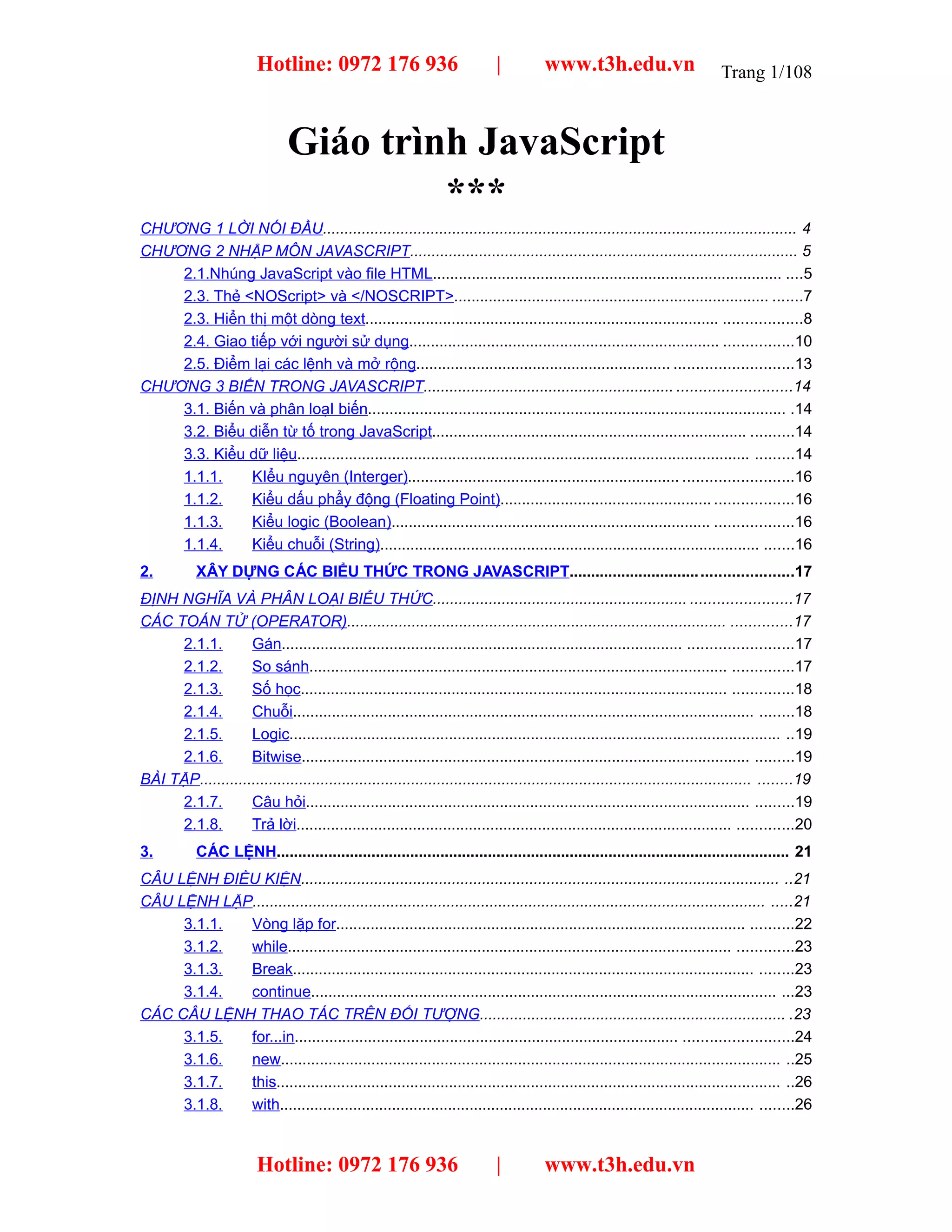 Giáo trình javascript | PDF
