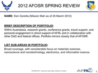 Goretta - Asian Office of Aerospace Research and Development (AOARD ...