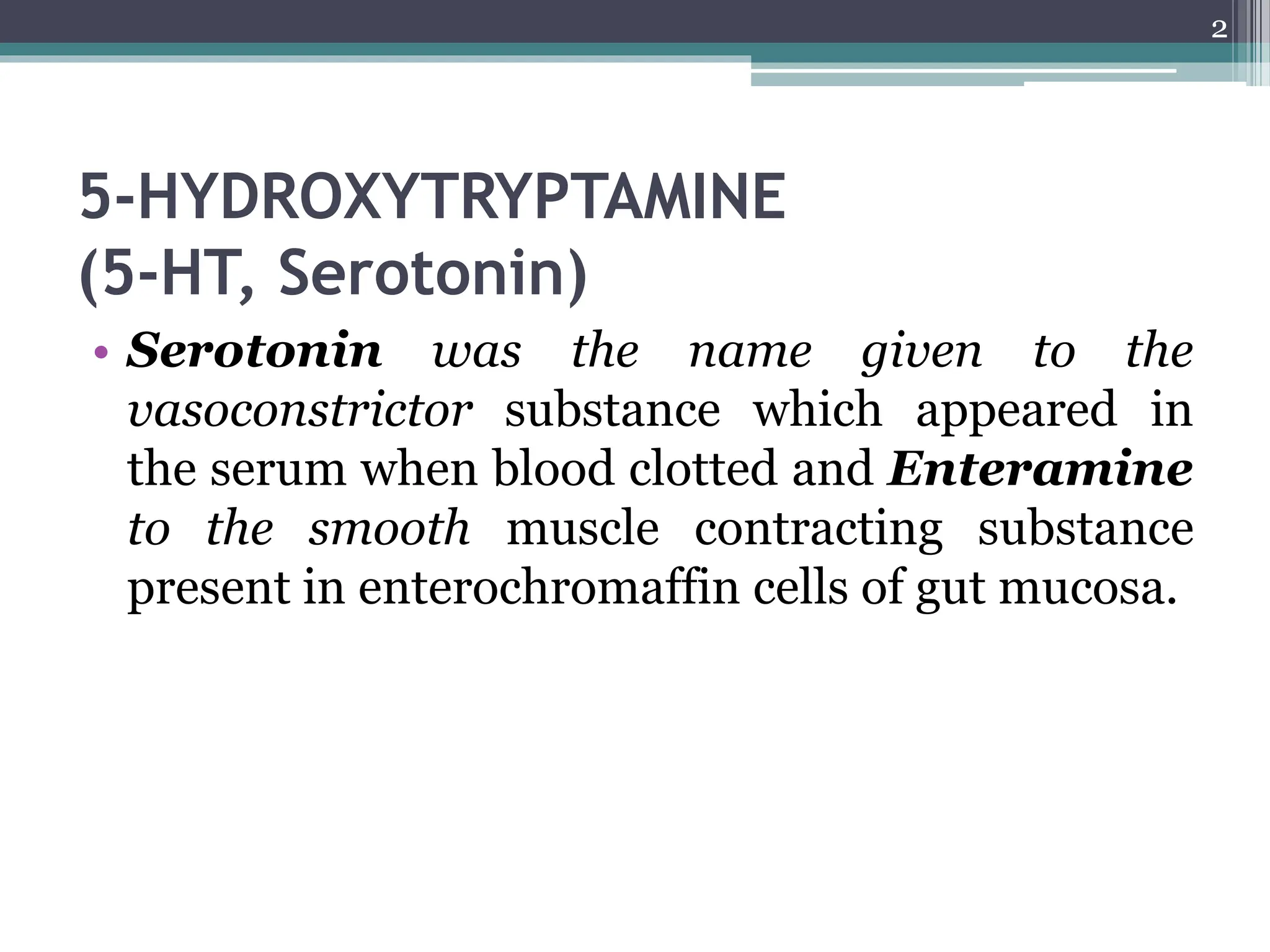 Pharmacology of 5-hydroxytryptamine and Antagonist | PPTX